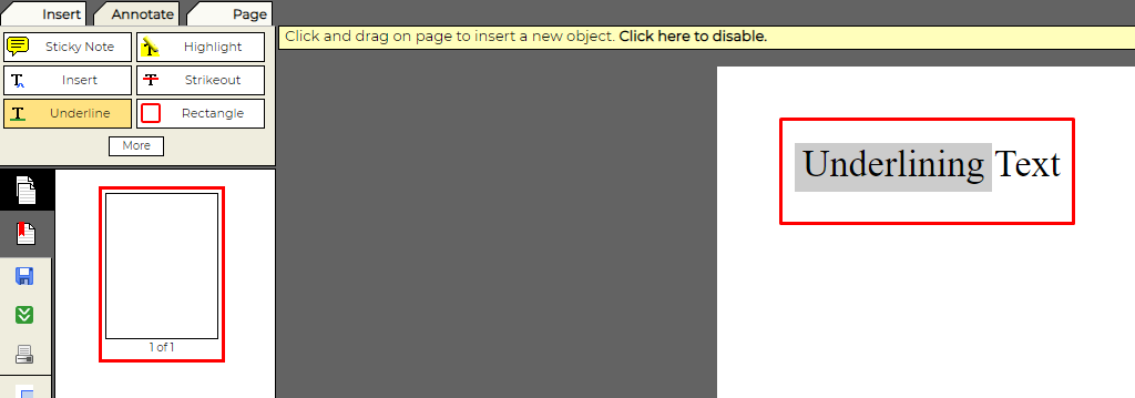 Underlining text in your PDF document – PDFescape