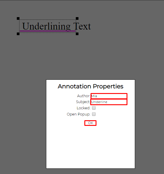 Underlining text in your PDF document – PDFescape