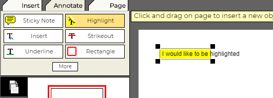 Highlighting text in a PDF document – PDFescape