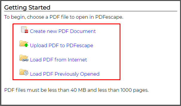 Creating PDF documents – PDFescape