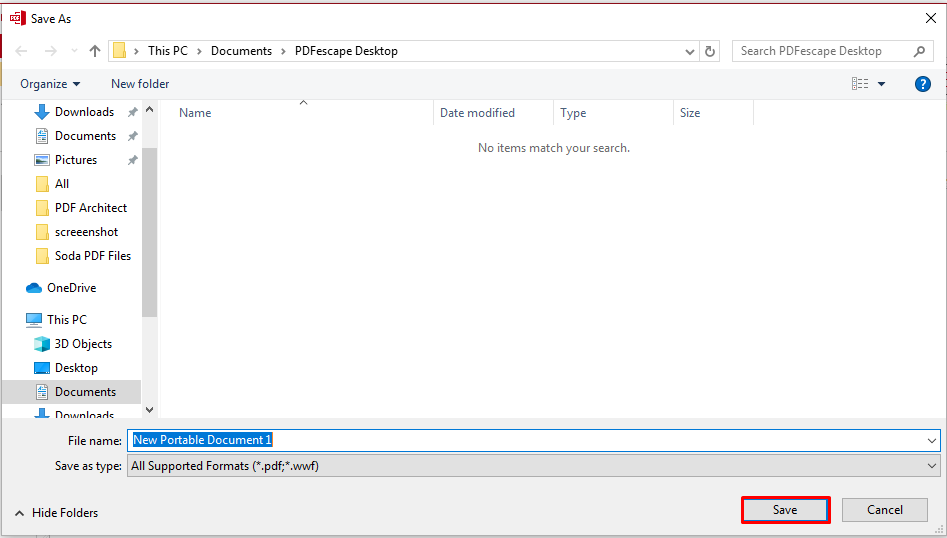Saving a PDF file – PDFescape